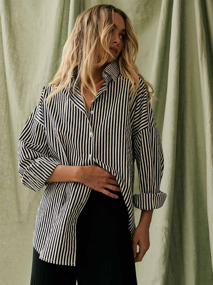 Tammy Stripe Shirt - BLACK/WHITE – instoreclothing