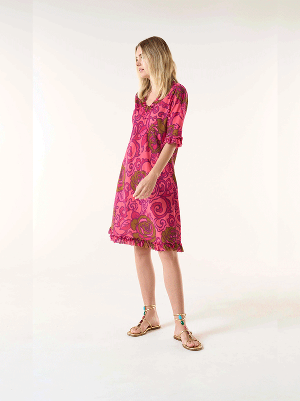 Middy Indi Cotton Dress - SAN SEBASTIAN HOT CORAL – instoreclothing